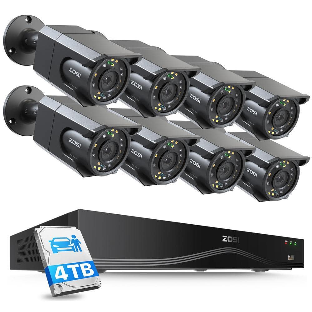 ZOSI 4K 24-Channel 4TB POE NVR Security Camera System with 8 Wired 8MP ...