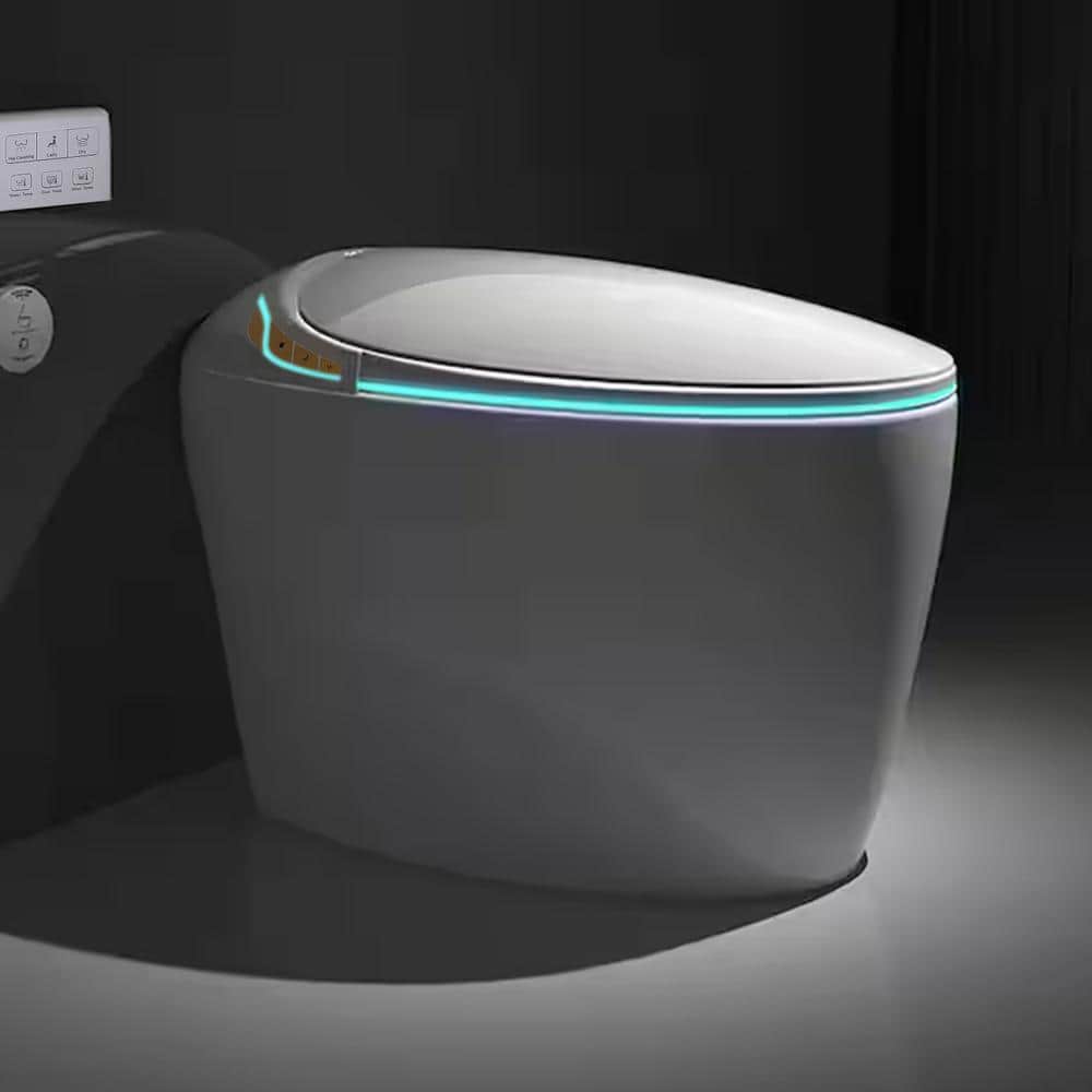 BWE Stylement Tankless Smart Bidet 1-Piece Toilet Square in White, Auto ...