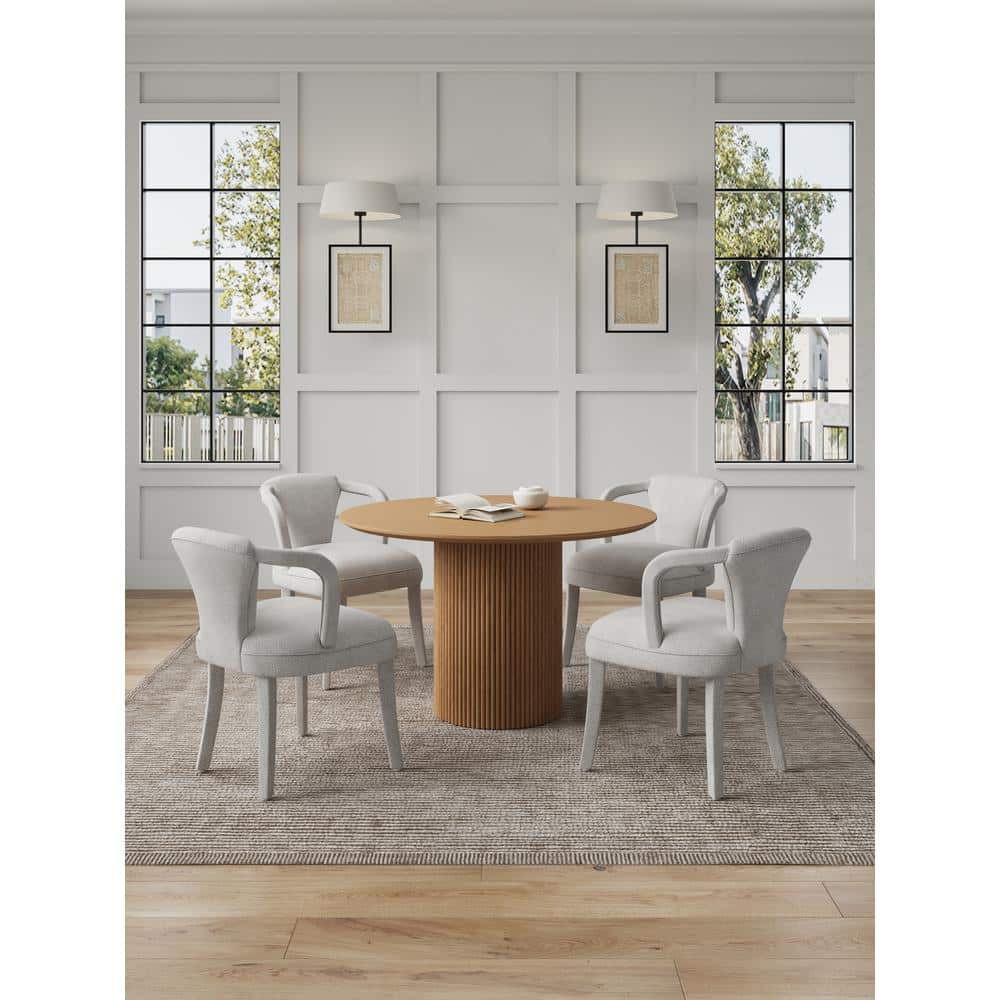 Manhattan Comfort Hathaway and Palmer 5-Piece Round Natural and Silver ...