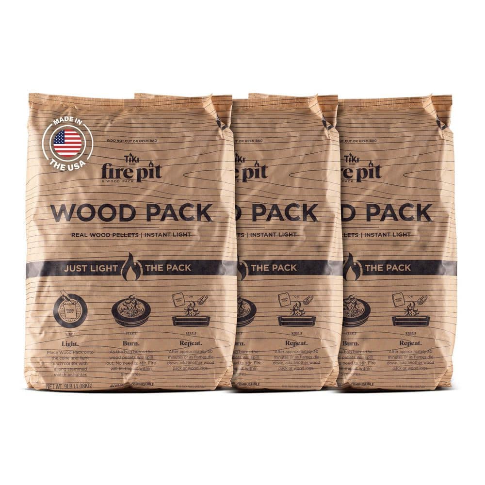 TIKI 3-Pack 30-Minute Fire Pit Wood Packs 1225037 - The Home Depot