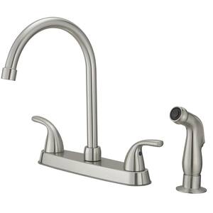 2 Handle Deck-Mount Standard Kitchen Faucet with Pull Out Side Sprayer ...