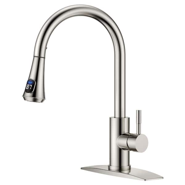 ANZA Single Handle Pull Down Sprayer Kitchen Faucet with LED ...
