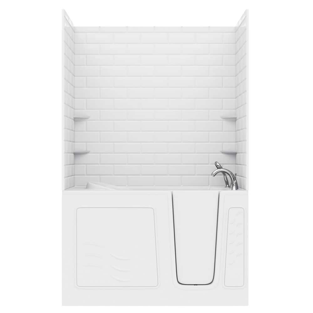 ANZZI Rampart Wall Series 30 in. x 59 in. Right Side Drain Soaking ...