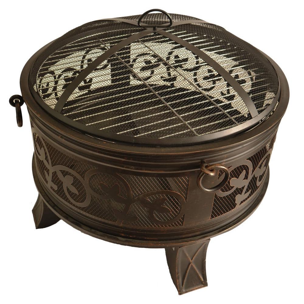 BLUEGRASS LIVING 26 Inch Steel Deep Bowl Fire Pit with Cooking Grid ...