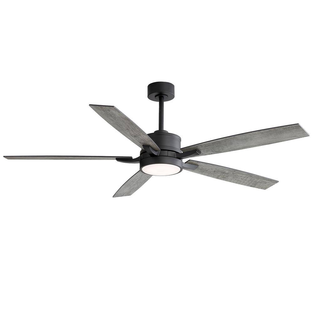 Breezary Debra 65 in. Integrated LED Indoor Black Ceiling Fans with ...