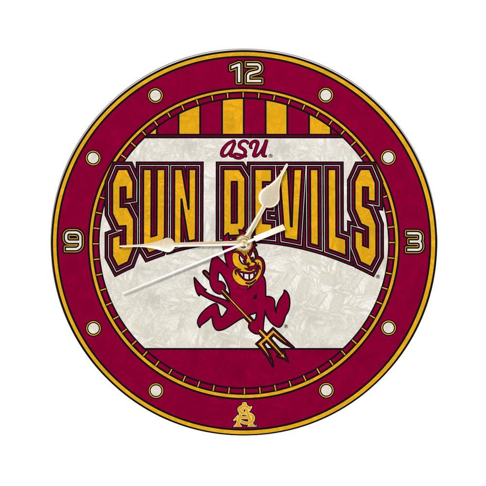 The Memory Company NCAA - 12 in. Arizona State Art Glass Clock COL-AZS ...