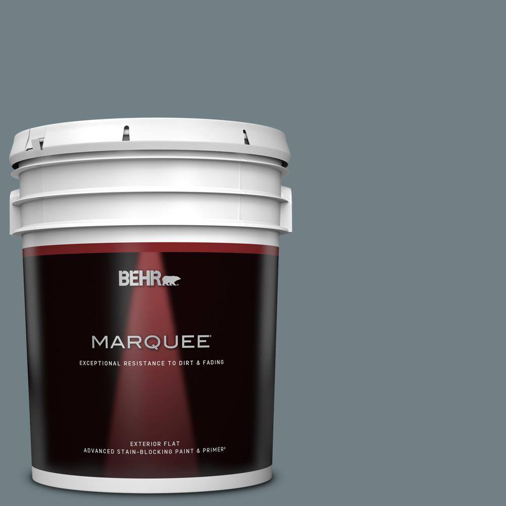 BEHR MARQUEE 5 gal. #BXC-48 Courtyard Blue Flat Exterior Paint & Primer ...