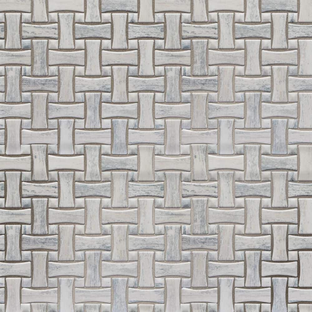Merola Tile Cassis Dog Bone Basketweave White with White Dot 10 in. x ...