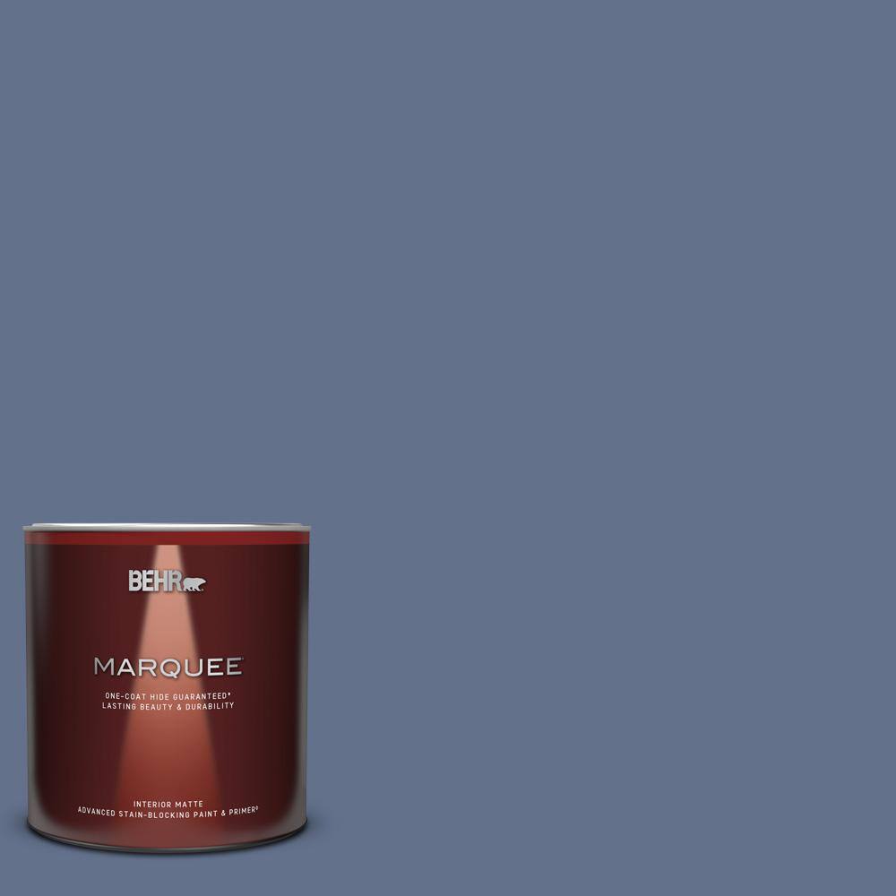 BEHR MARQUEE 1 qt. #600F-6 Atlantic Blue Matte Interior Paint & Primer ...