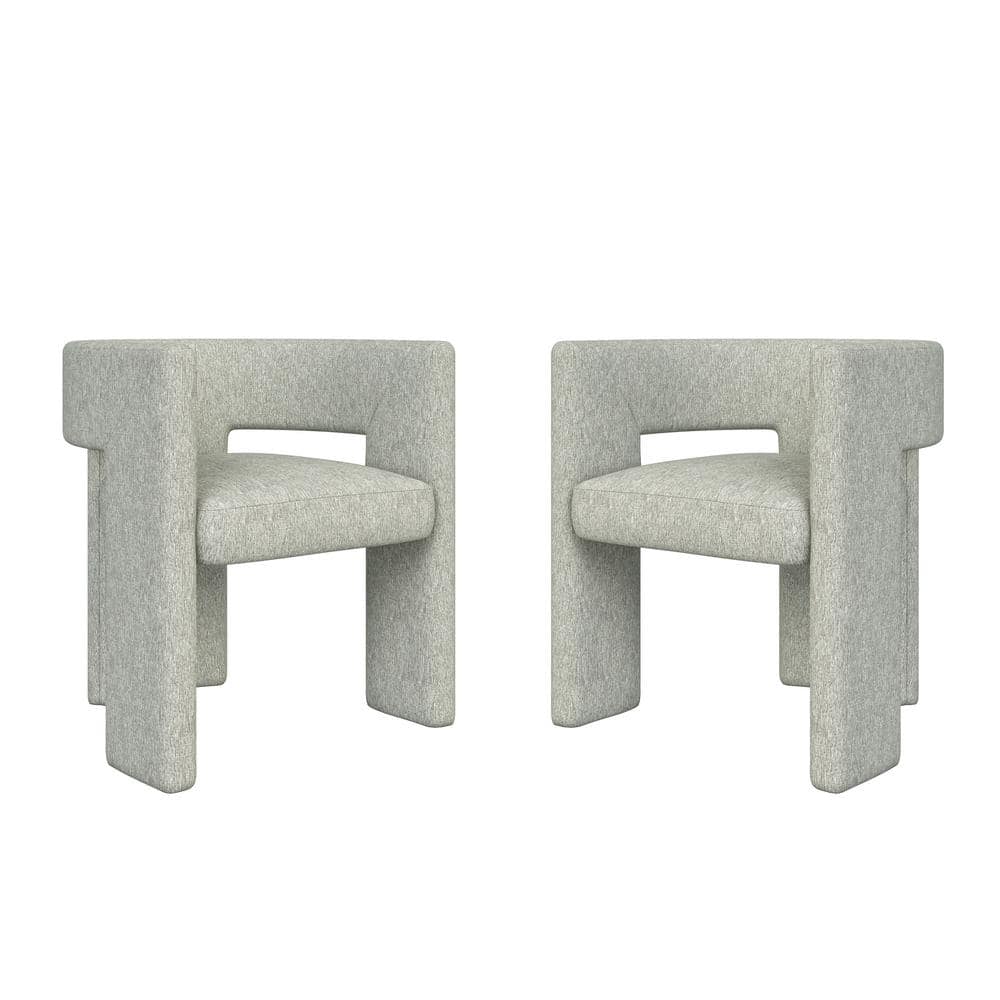 Handy Living Beth Beige Contemporary Textured Chenille Fabric Barrel ...