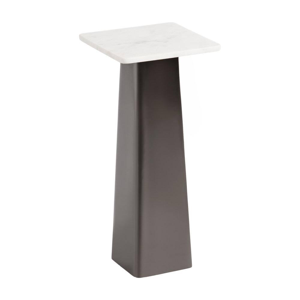 Kate and Laurel Quinley 10 in. White Square Marble End Table 228750 ...