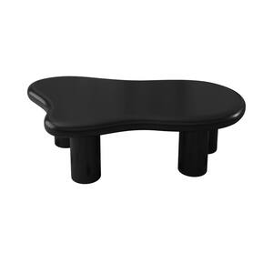 Clihome 39 in. Black Round MDF Nesting Coffee Table Irregular Center ...