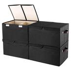 27 Qt. Leather Fabric Storage Bin with Lid in Black (3-Box) A46A1-bin ...