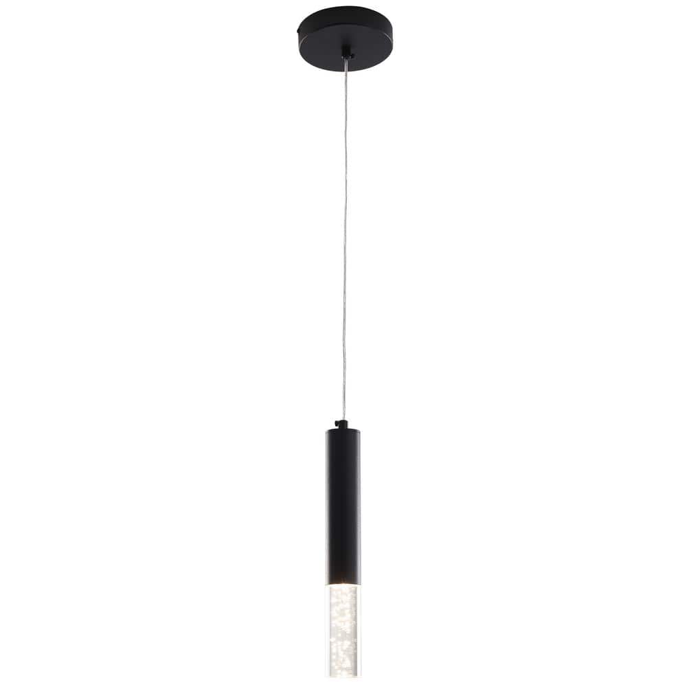 LWYTJO LED 7-Watt 1-Light Kitchen Island Black Acrylic Mini Pendant ...