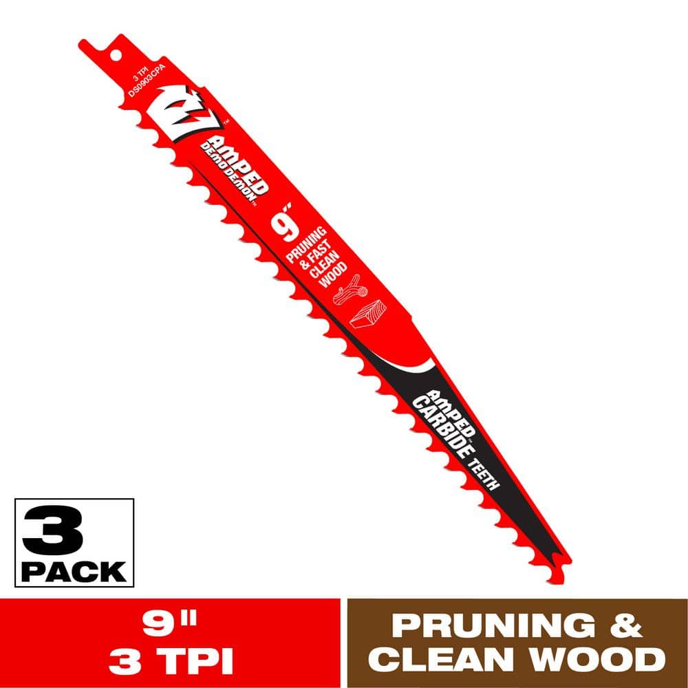 DIABLO AMPED Demo Demon 9 in. 3 TPI Carbide Reciprocating Saw Blade for ...