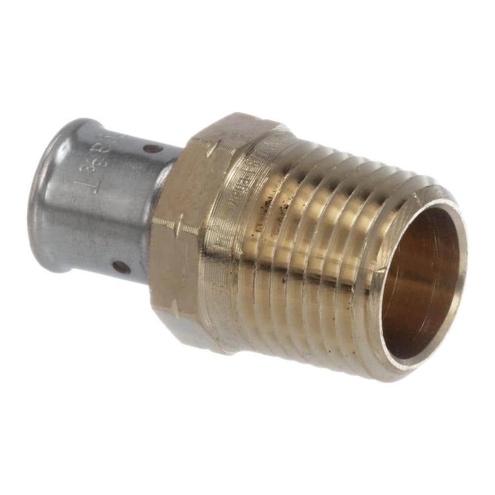 Viega PureFlow 3/8 in. Press x 1/2 in. MPT Zero Lead Bronze Adapter (10 ...