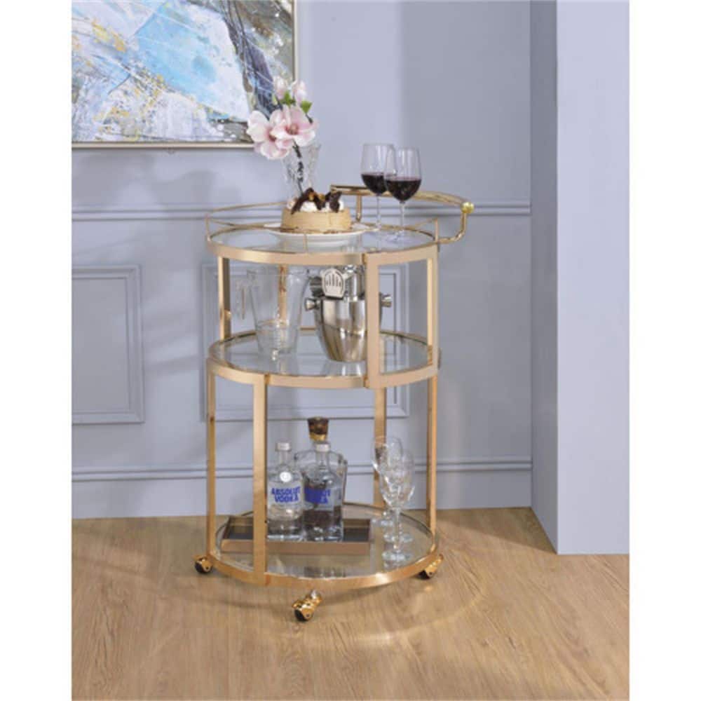 AOPSPS Gold Serving Cart with Glass Top YY98286 - The Home Depot