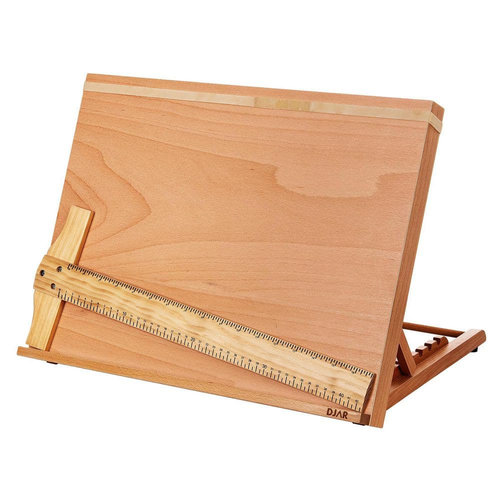 Adjustable 5-Position Beechwood Tabletop Easel with T-Ruler and Rubber ...