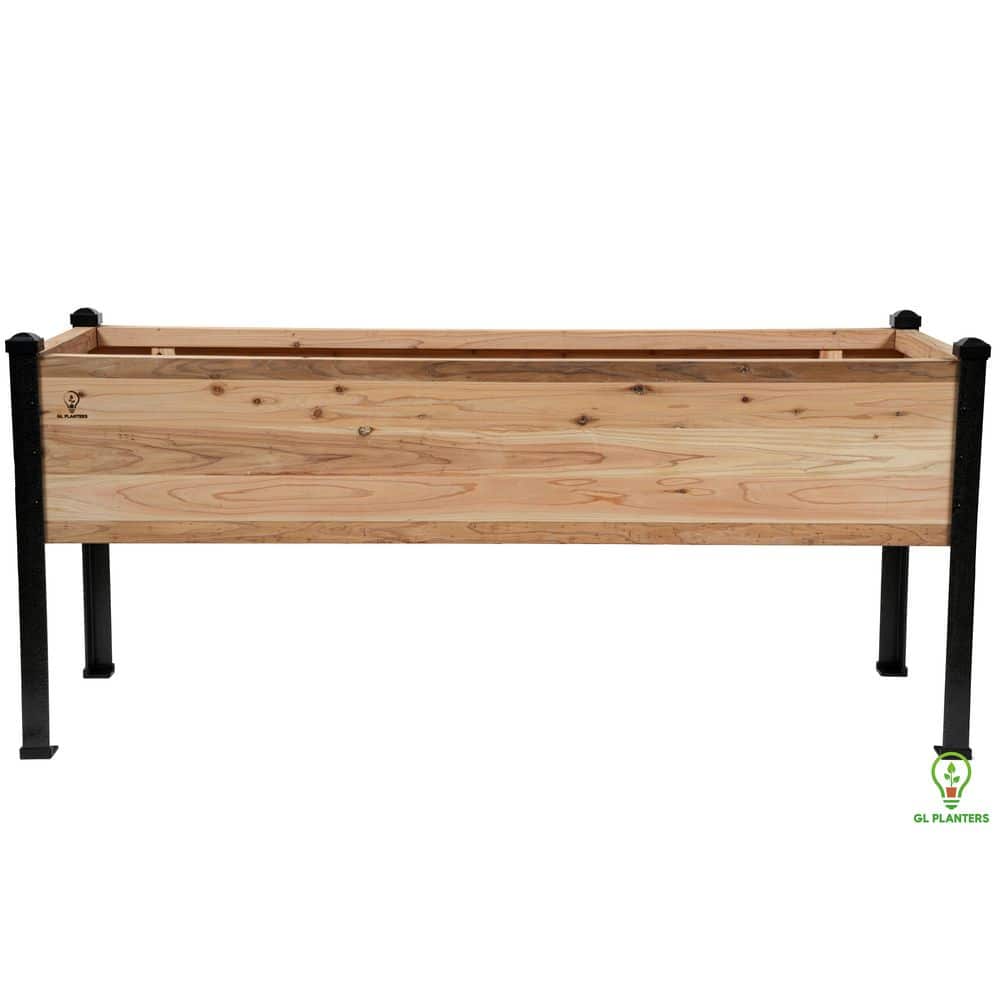 GL PLANTERS 72 in. x 24 in. x 30 in. XL Raised Elevated Natural Cedar ...