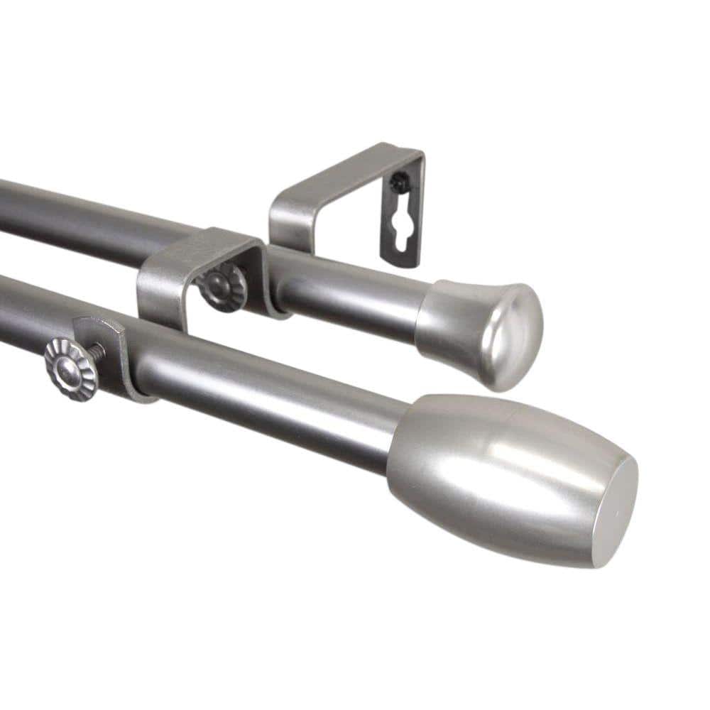 Rod Desyne 28 in. - 48 in. Satin Nickel Telescoping Double Curtain Rod ...