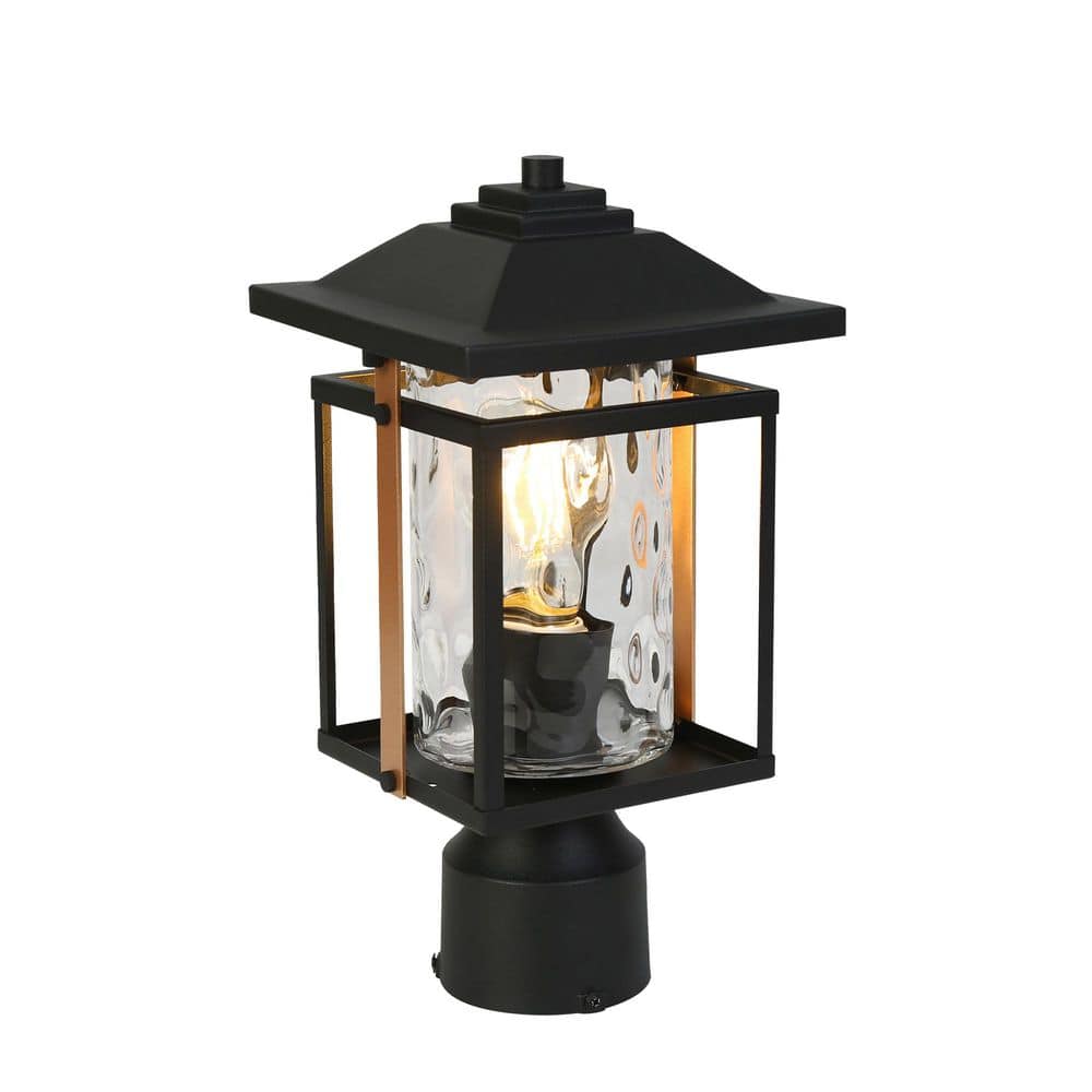Uolfin 12.6 in. 1-Light Black Metal Hardwired Outdoor Weather and Rust ...