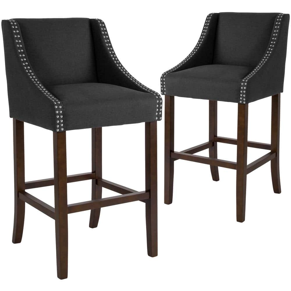Carnegy Avenue 30 in. Charcoal Fabric Bar stool (Set of 2) CGA-CH ...