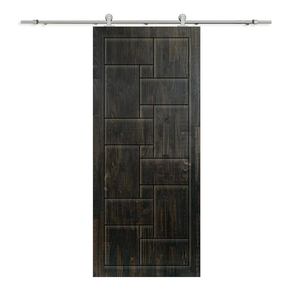 CALHOME 24 in. x 80 in. Charcoal Black Stained Pine Wood Modern ...