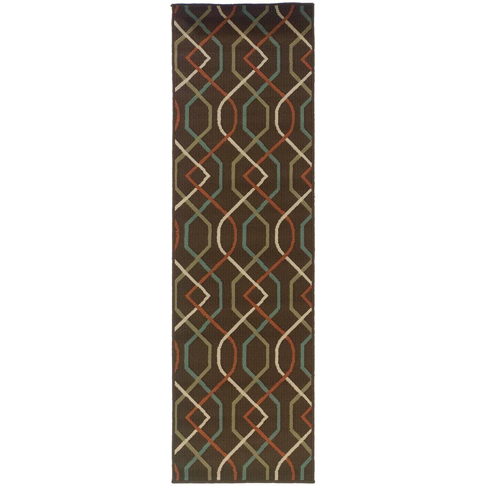 Home Decorators Collection Illusion Brown 2 ft. x 8 ft. Indoor/Outdoor ...