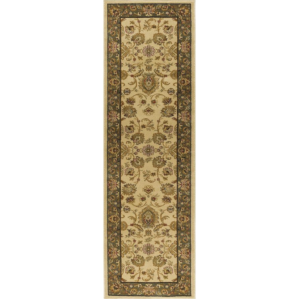 Tayse Rugs Sensation Border Ivory 2 ft. x 8 ft. Indoor Runner Rug ...