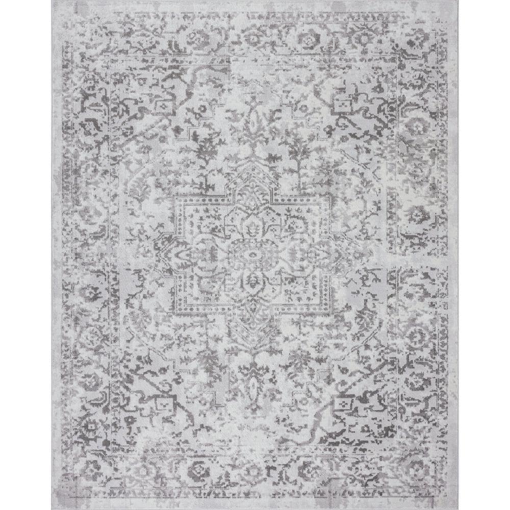 Tayse Rugs Nexus Oriental White 9 ft. x 12 ft. Indoor Area Rug NEX1702 ...