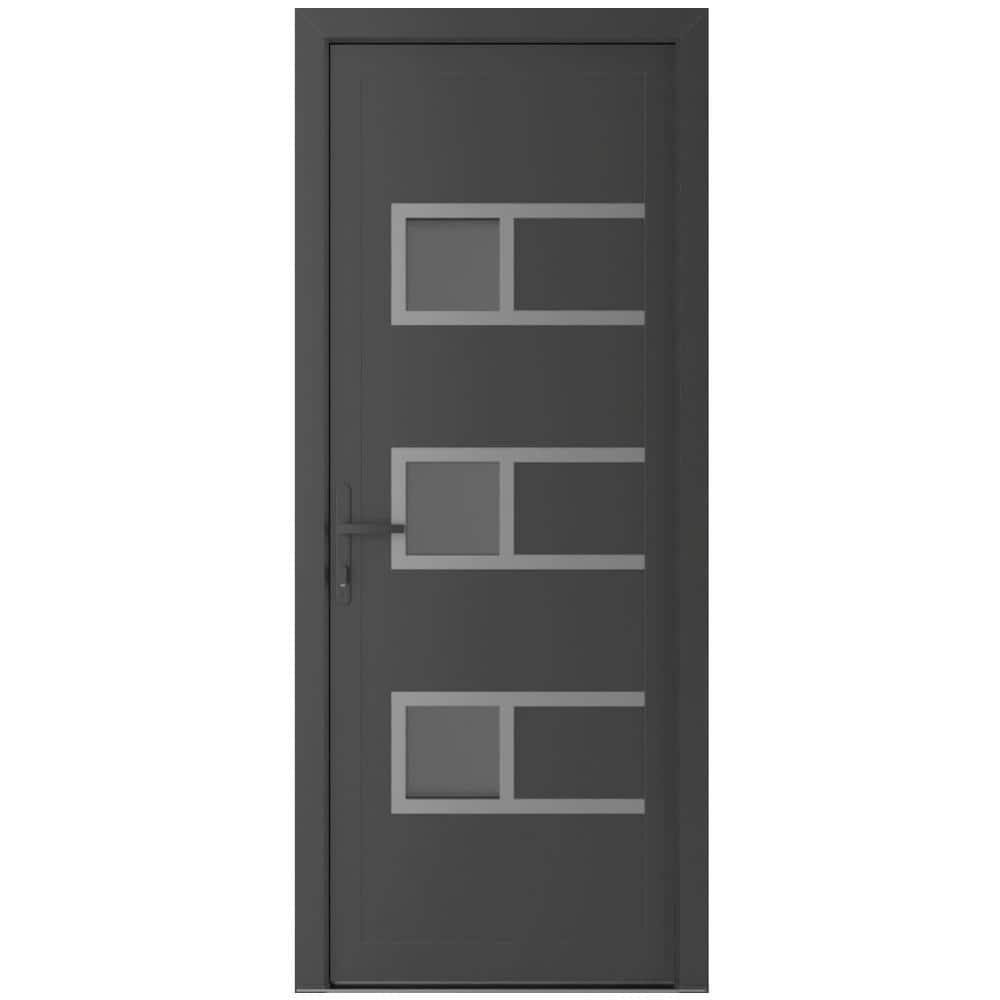 VDOMDOORS 36 in. x 80 in. Right-hand/Inswing Mirrored Glass Antracite ...