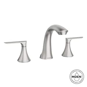 MOEN Wetherly 8 in. Widespread Double Handle High-Arc Bathroom Faucet in Spot Resist Brushed ...