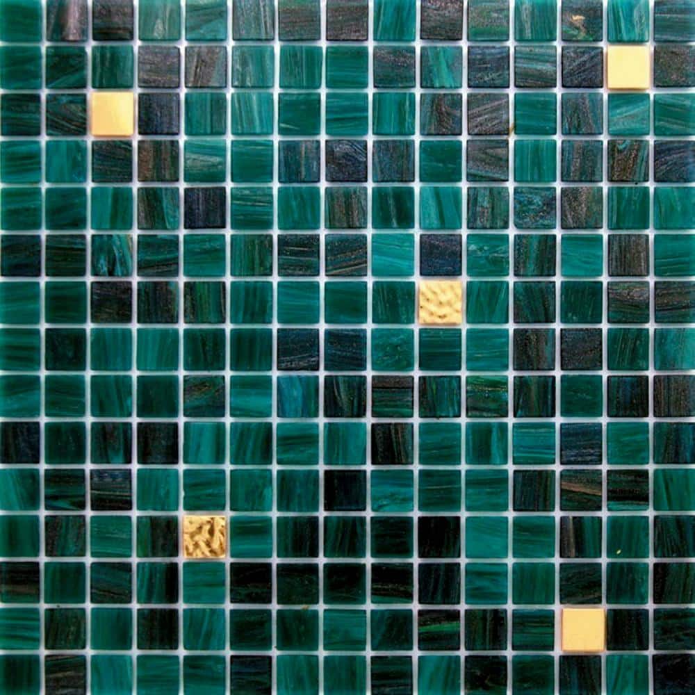 Apollo Tile Mingles 12 in. x 12 in. Glossy Bottle Green Glass Mosaic ...