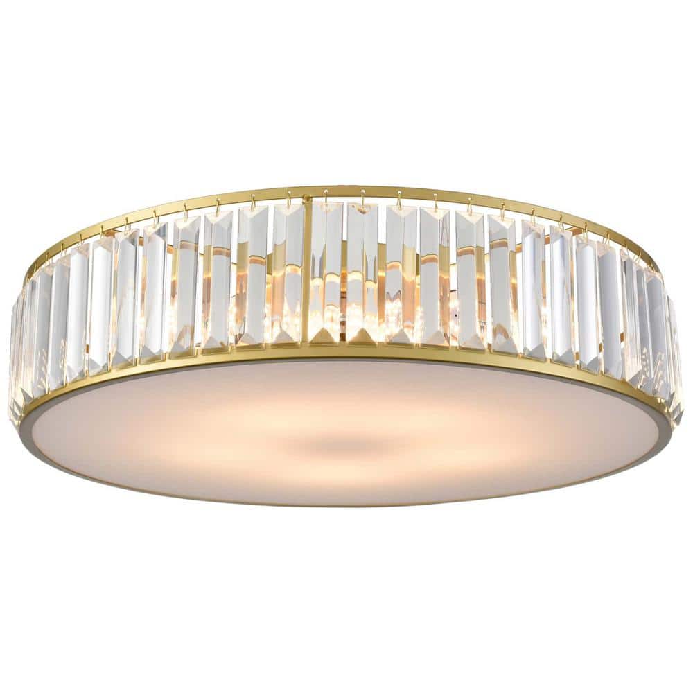 CLAXY 19.69 in. 5-Light Fixture Gold Finish Modern Flush Mount with ...
