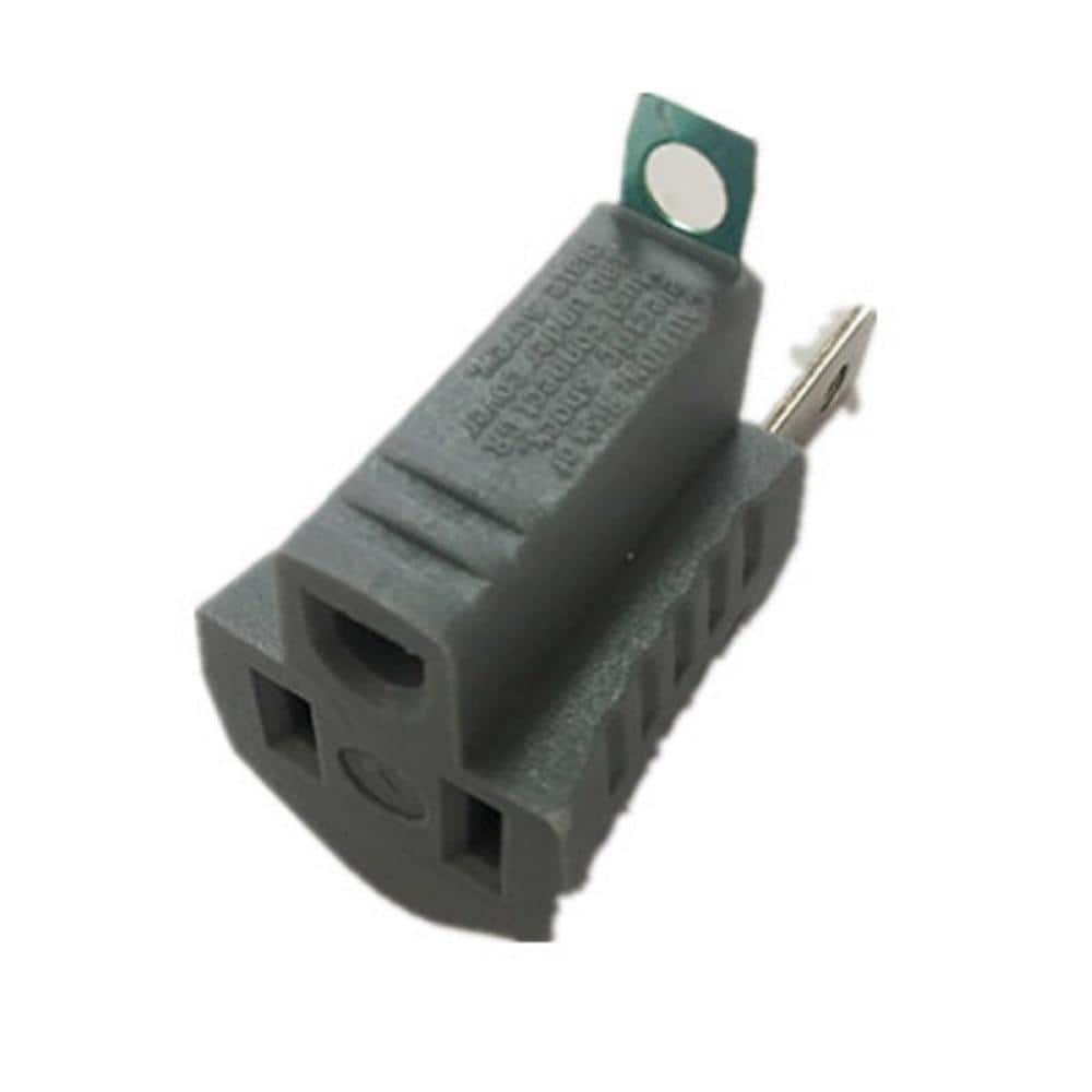 Commercial Electric 15 Amp Single Outlet Grounding Adapter, Gray U-09 ...