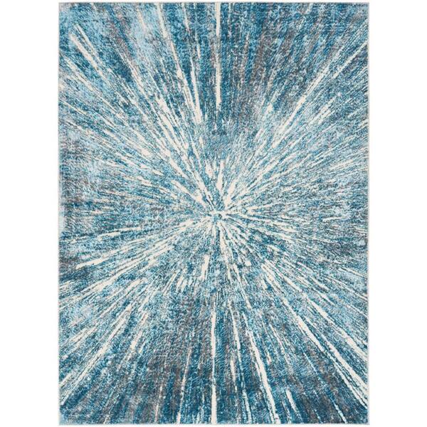 Nourison Ambiance Blue Silver 5 ft. x 7 ft. Abstract Contemporary Area ...