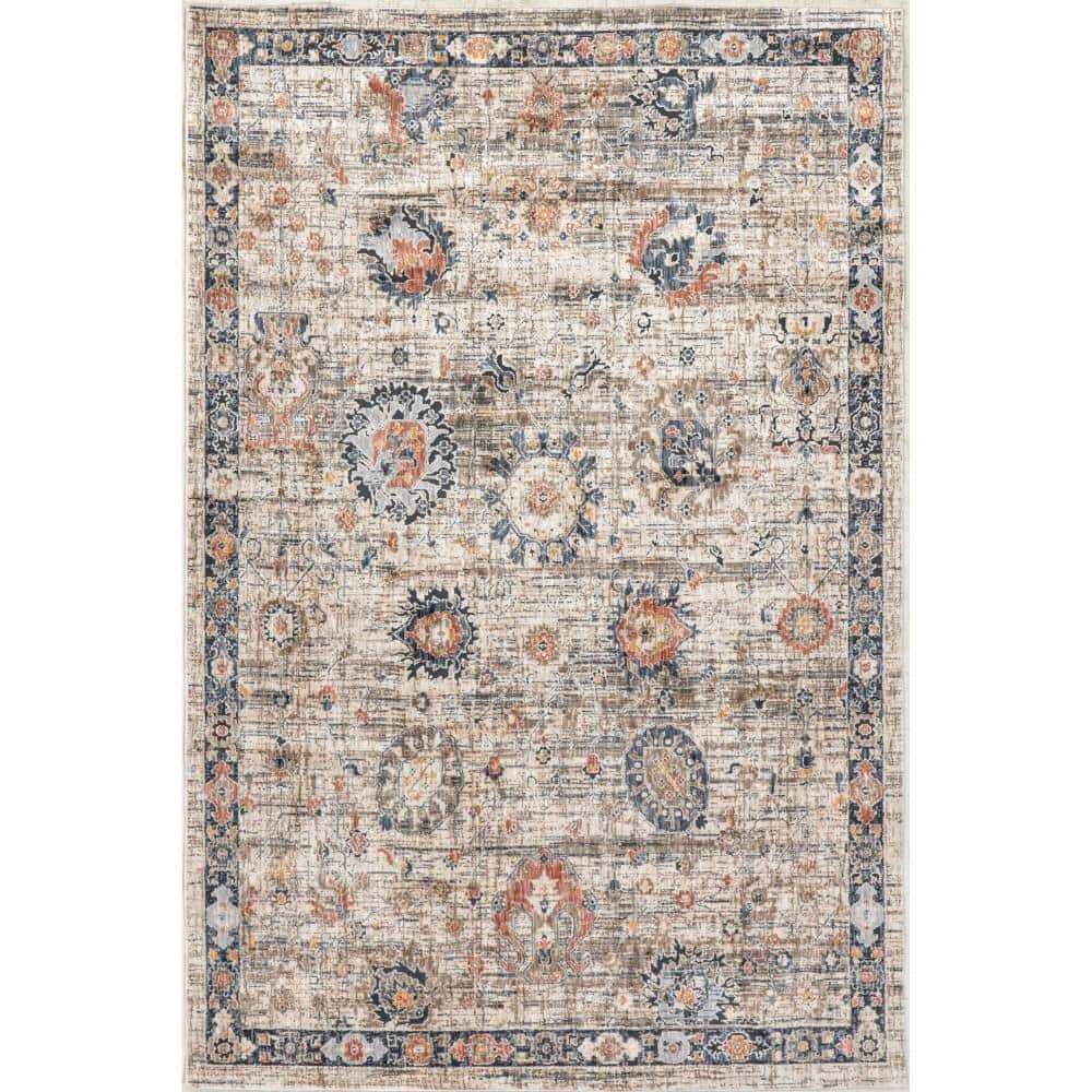 nuLOOM Acelynn Distressed Traditional Beige 4 ft. x 6 ft. Area Rug ...