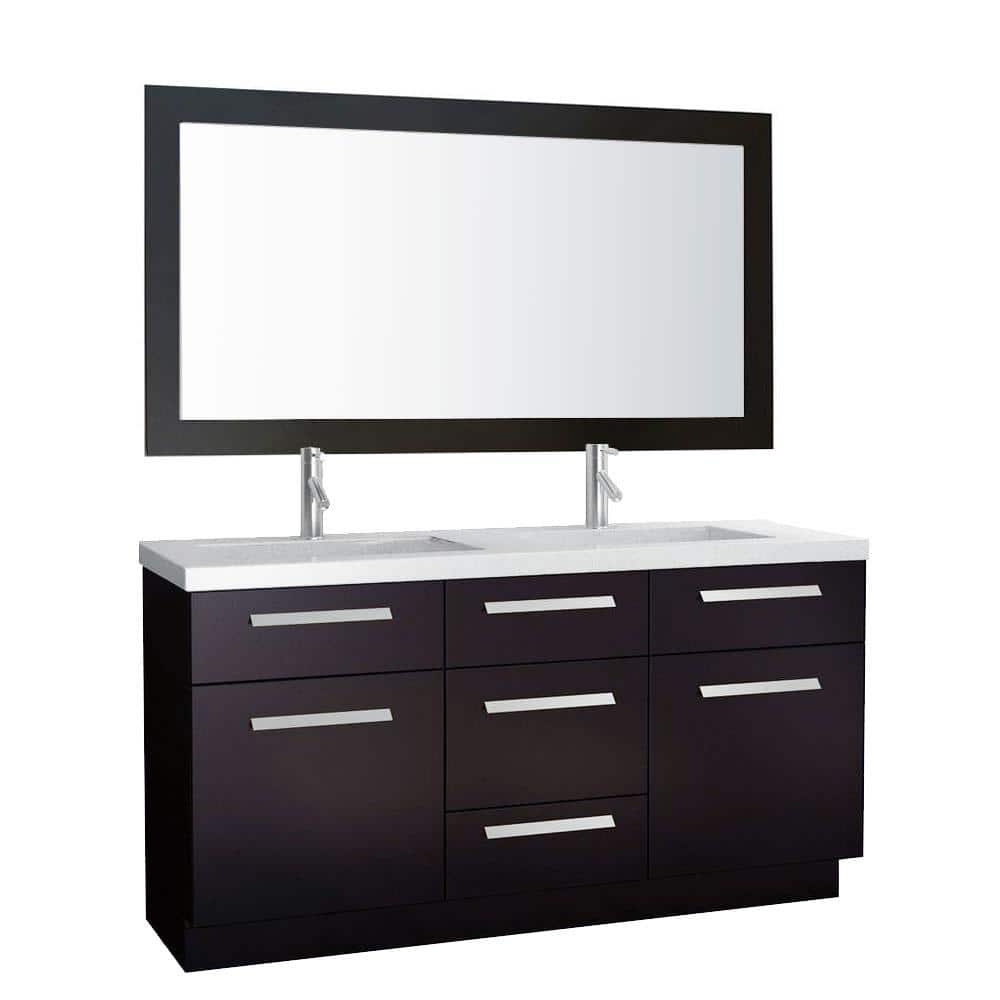 Design Element Moscony 60 in. W x 22 in. D Double Vanity Espresso with ...