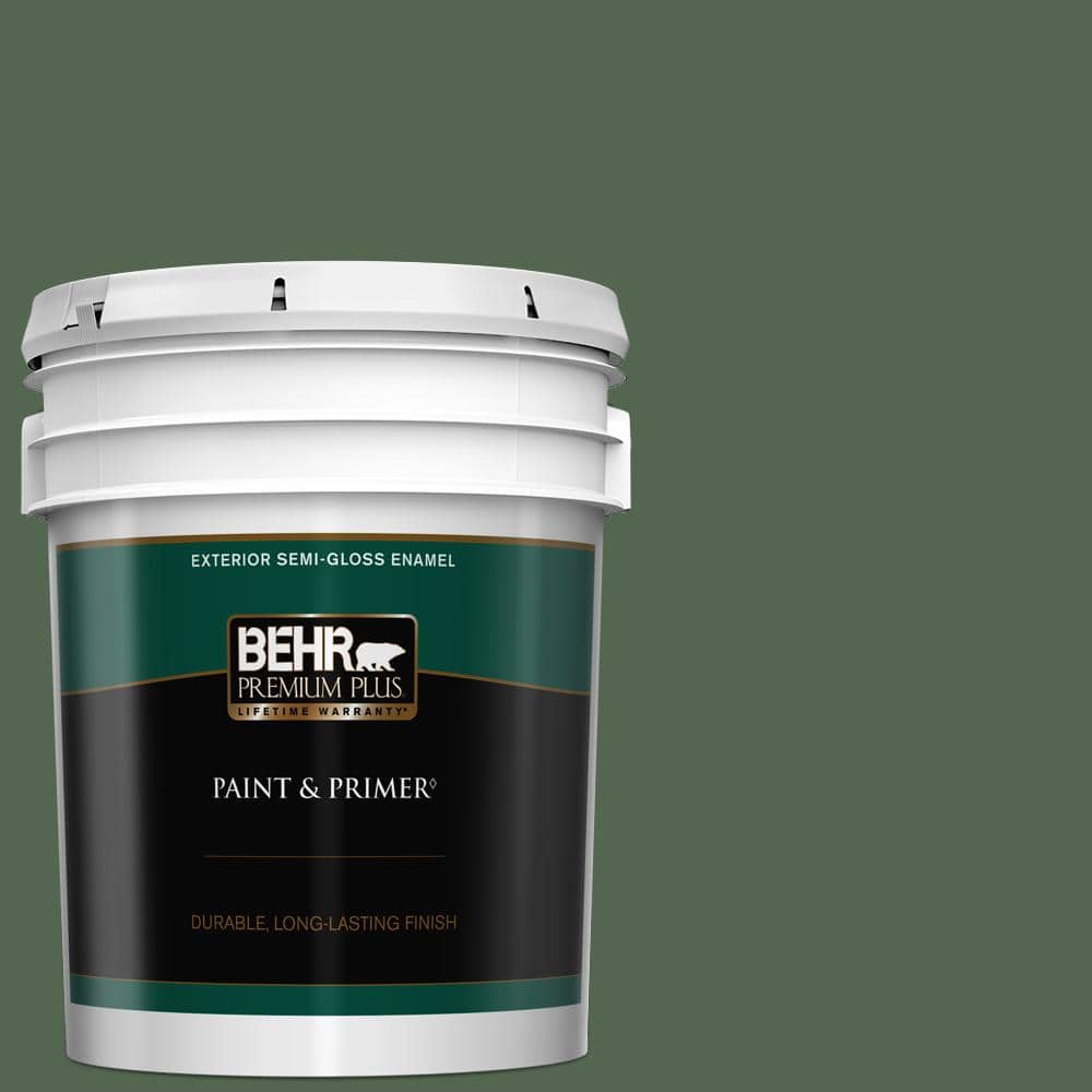 BEHR PREMIUM PLUS 5 gal. #S410-7 Equestrian Green Semi-Gloss Enamel ...