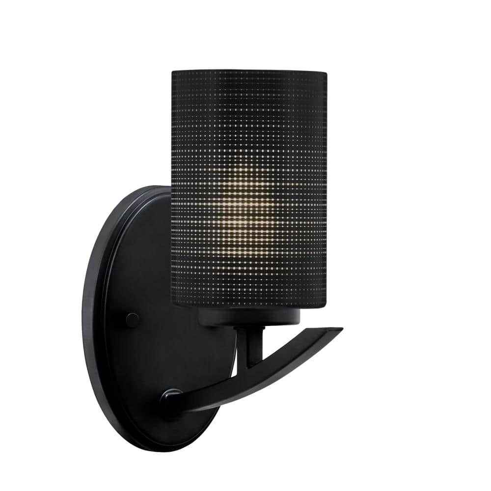 Siena 1-Light Matte Black Downlight Wall Sconce with Black Matrix Glass ...