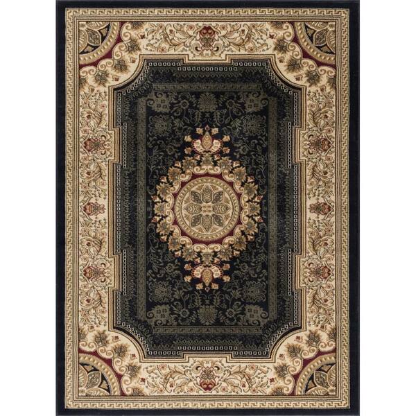 Tayse Rugs Sensation Oriental Black 11 ft. x 15 ft. Indoor Area Rug ...