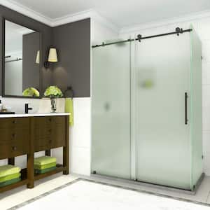 Aston Langham 56 in. - 60 in x 33.8125 in. x 75 in. Frameless Sliding Shower Enclosure, Frosted ...