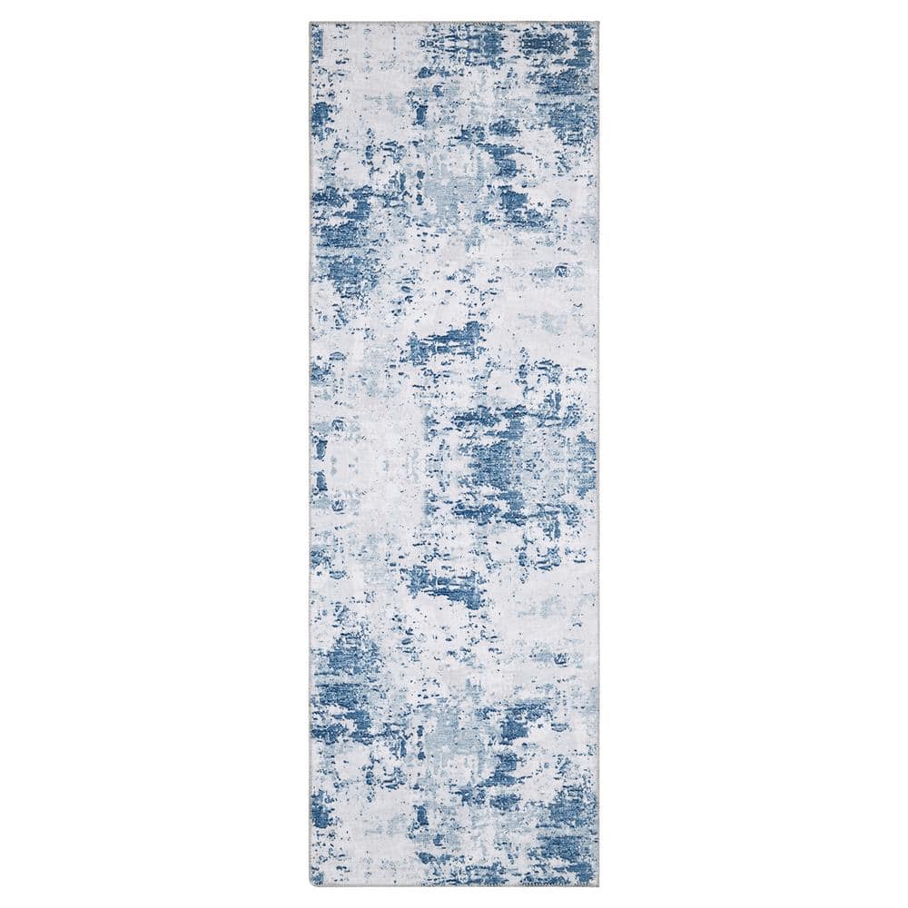 Garvee Light Blue 2 ft. x 10 ft. Modern Abstract Runner Area Rug LS_PHO ...