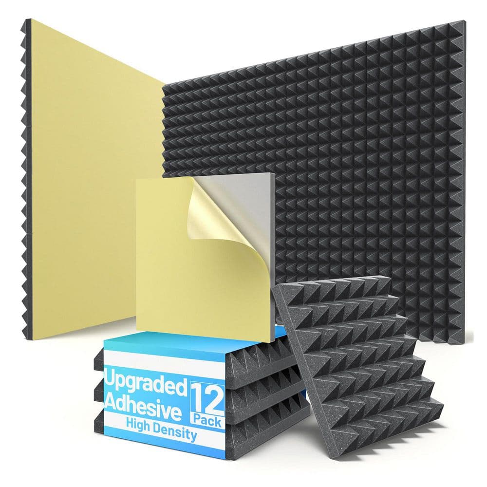 UUDULY 1. 6 in. T x 1 ft. x 1 ft. Black Gray Polyurethane Sound ...