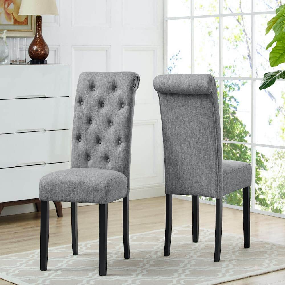 Soho Grey Fabric Dining Chair Set of 2 638-22 GR - The Home Depot