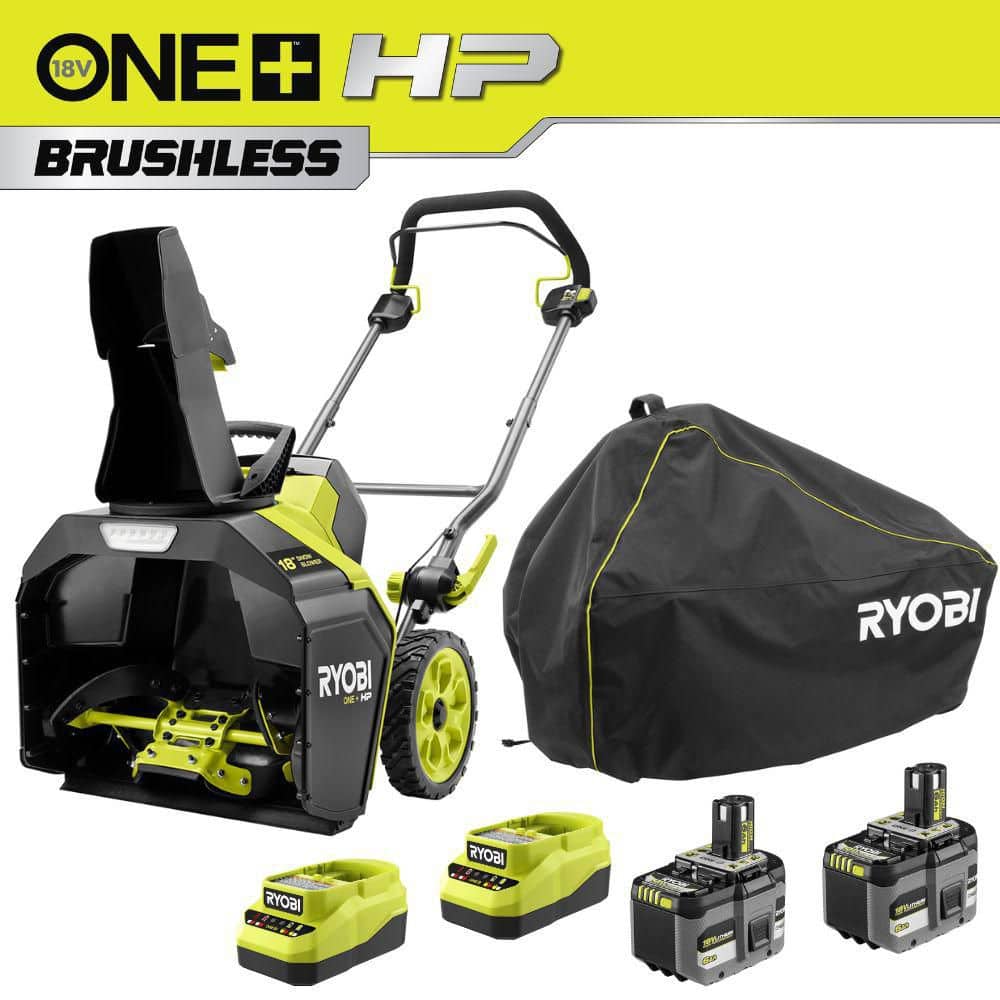 RYOBI 18V HP Brushless 18 in. Single-Stage Cordless Electric Snow ...