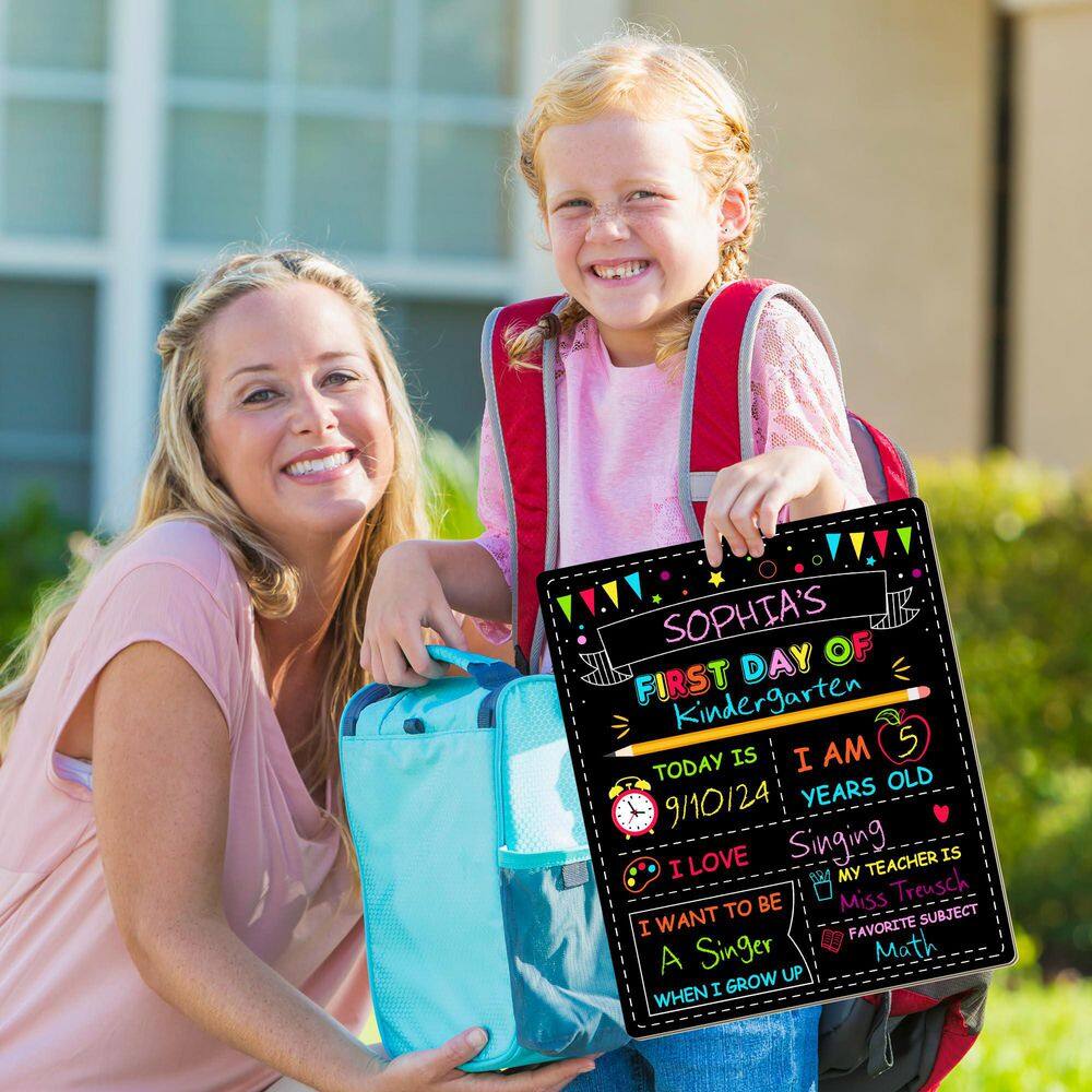 Afoxsos 1-Pack 12 x 10 in. Double-Sided First Day of School Sign Board ...