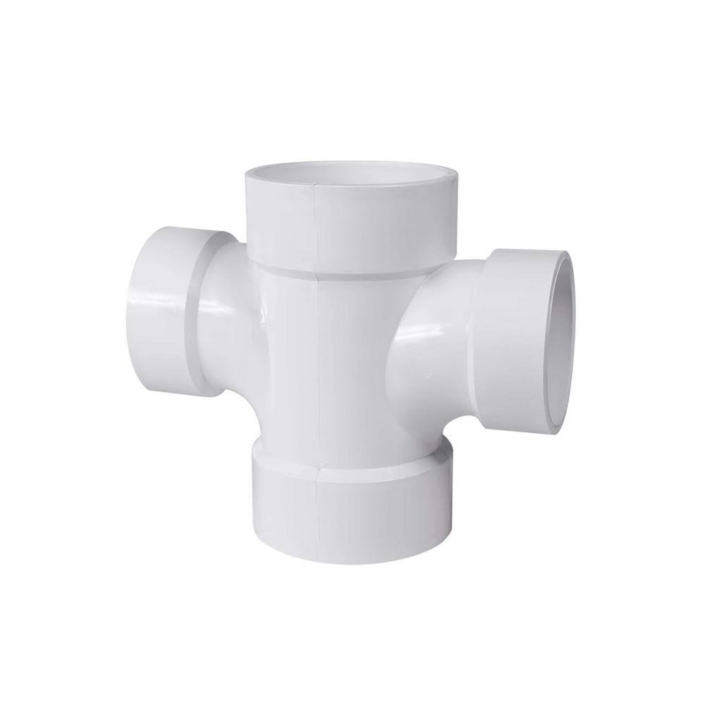 VPC 3 in. x 3 in. x 2 in. x 2 in. PVC DWV All Hub Double Sanitary Tee ...