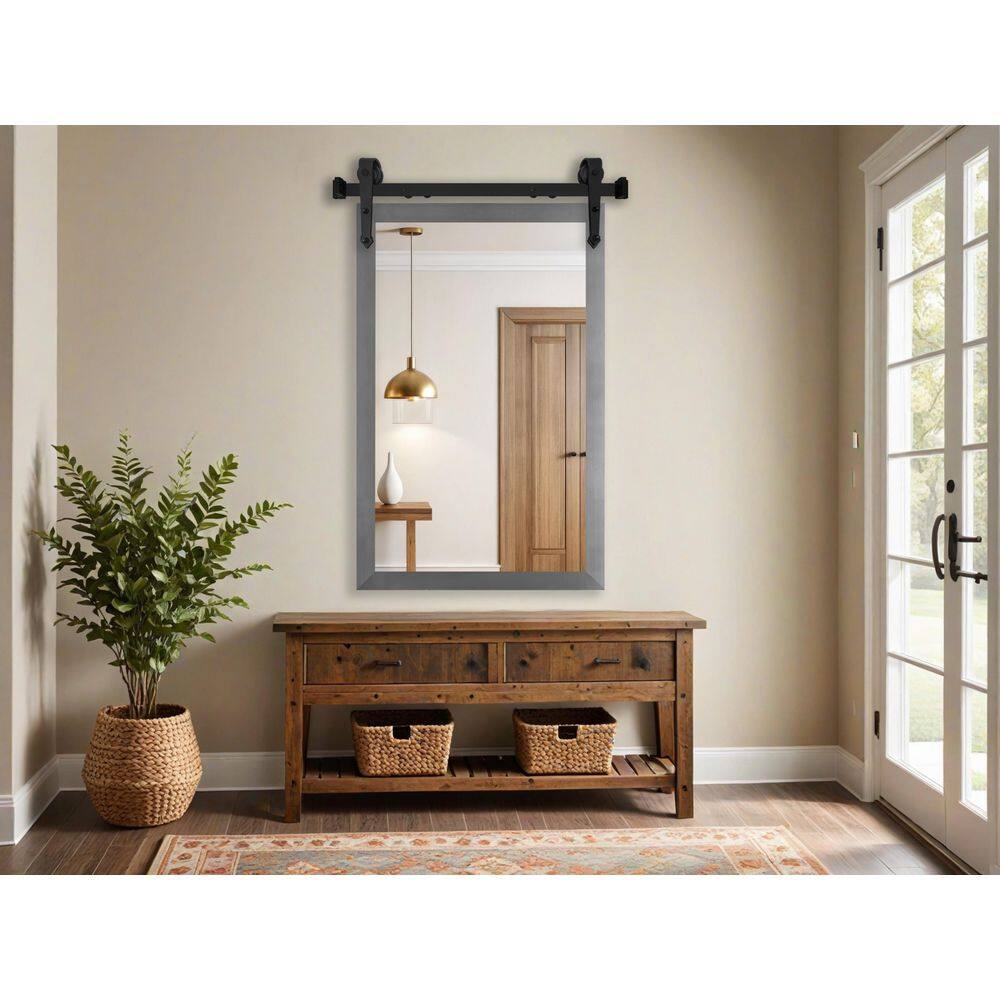 Rayne Mirrors (33 in. W x 54 in. H) Silver Modern Rustic Vertical ...