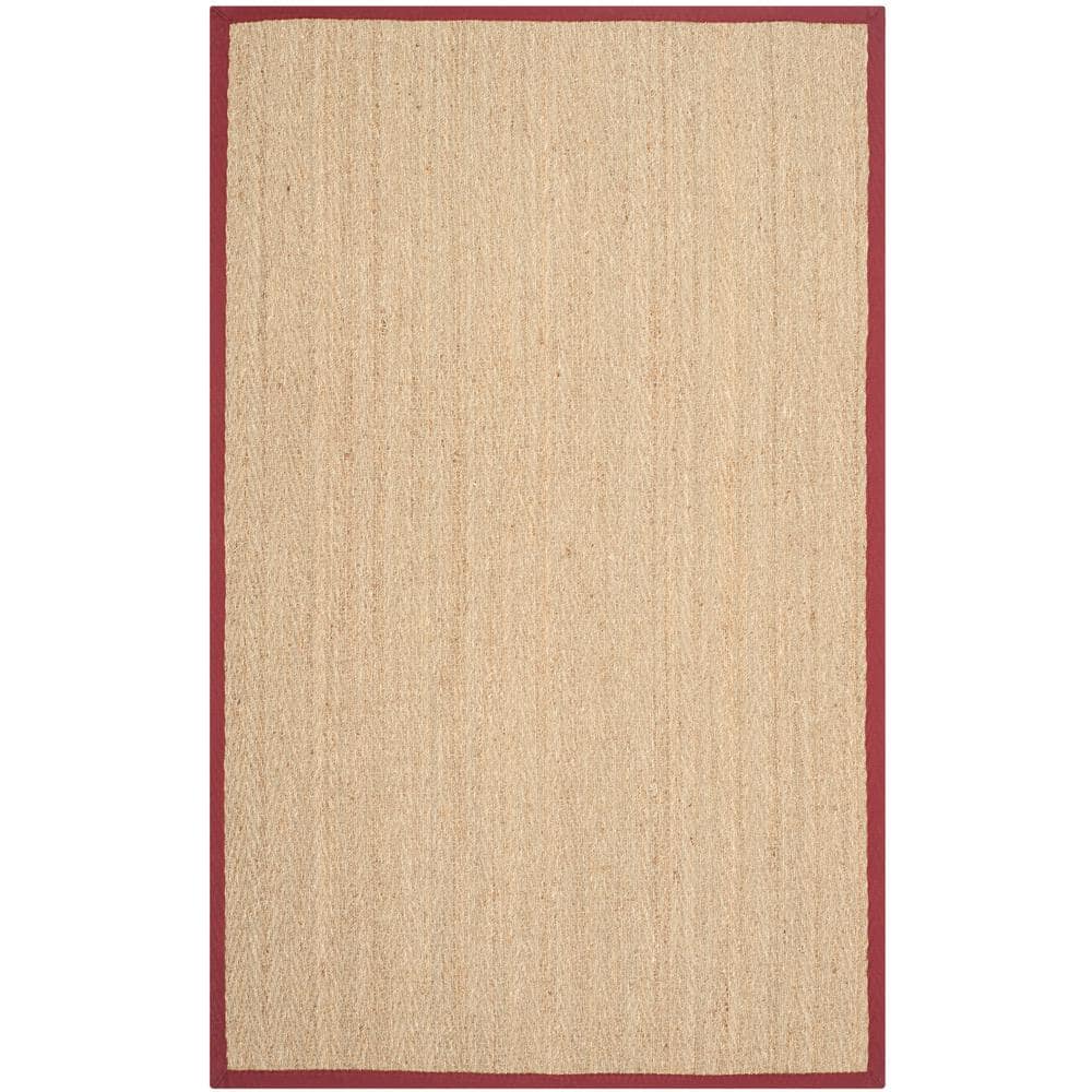 SAFAVIEH Natural Fiber Beige/Red 5 ft. x 8 ft. Border Area Rug NF115D-5 ...